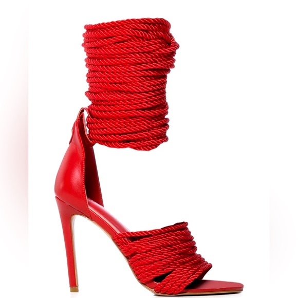 Shoes | Azalea Wang Red Hot Chili Ankle Wrap Rope High Heel Sandals ...